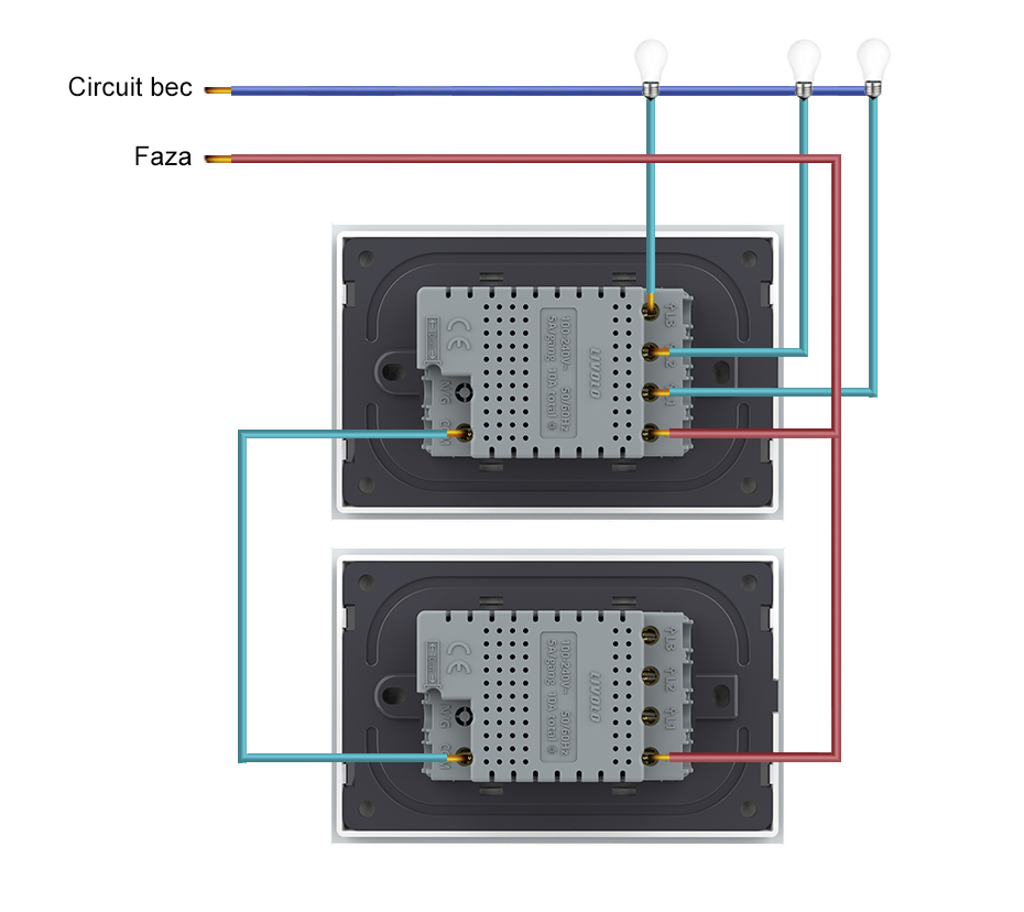 Modul intrerupator touch cap scara / cap cruce standard Italian